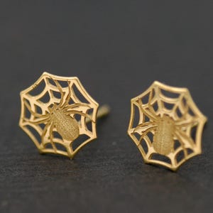 Spider Cobweb Earrings, Silver Halloween Spider Studs, Halloween ...