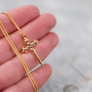 Crucifix Dagger Pendant 24k, Dagger Charm Necklace, Silver Sword ...