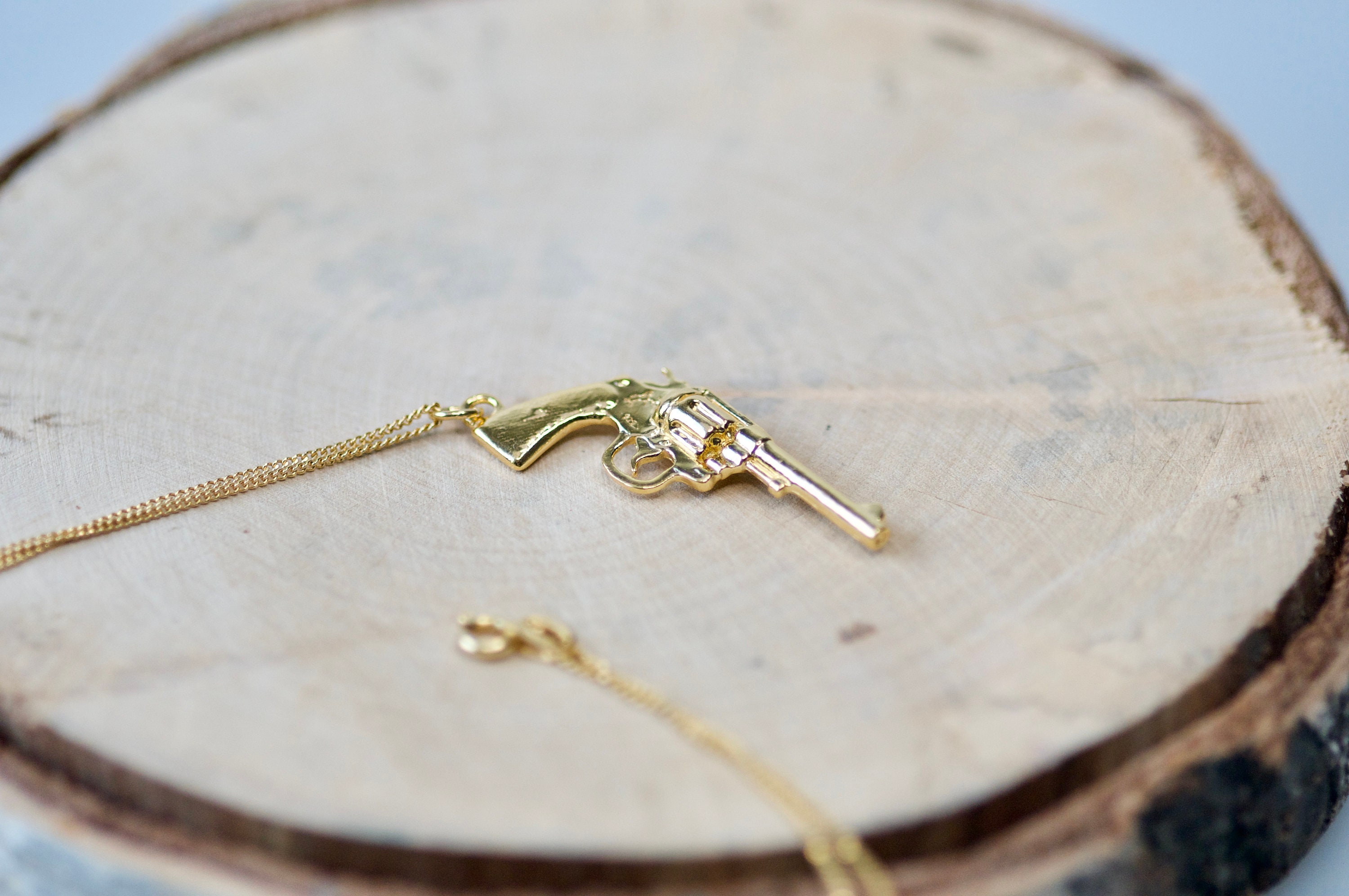 Large 39mm 24k Silver Colt Gun Charm Necklace Revolver - Etsy Singapore