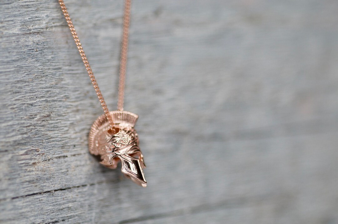Spartan Helment Necklace 18k Rose Gold Silver, Spartan Warrior Necklace ...