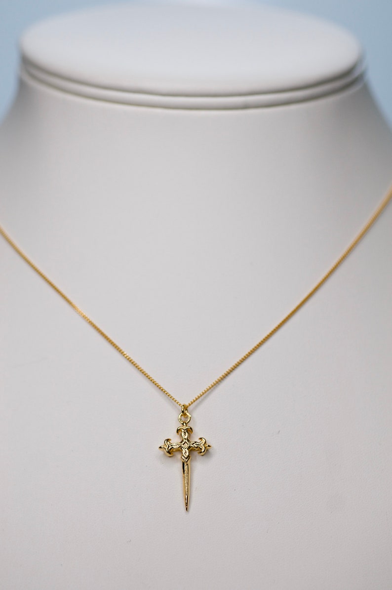 Crucifix Dagger Pendant 24k Dagger Charm Necklace Silver | Etsy