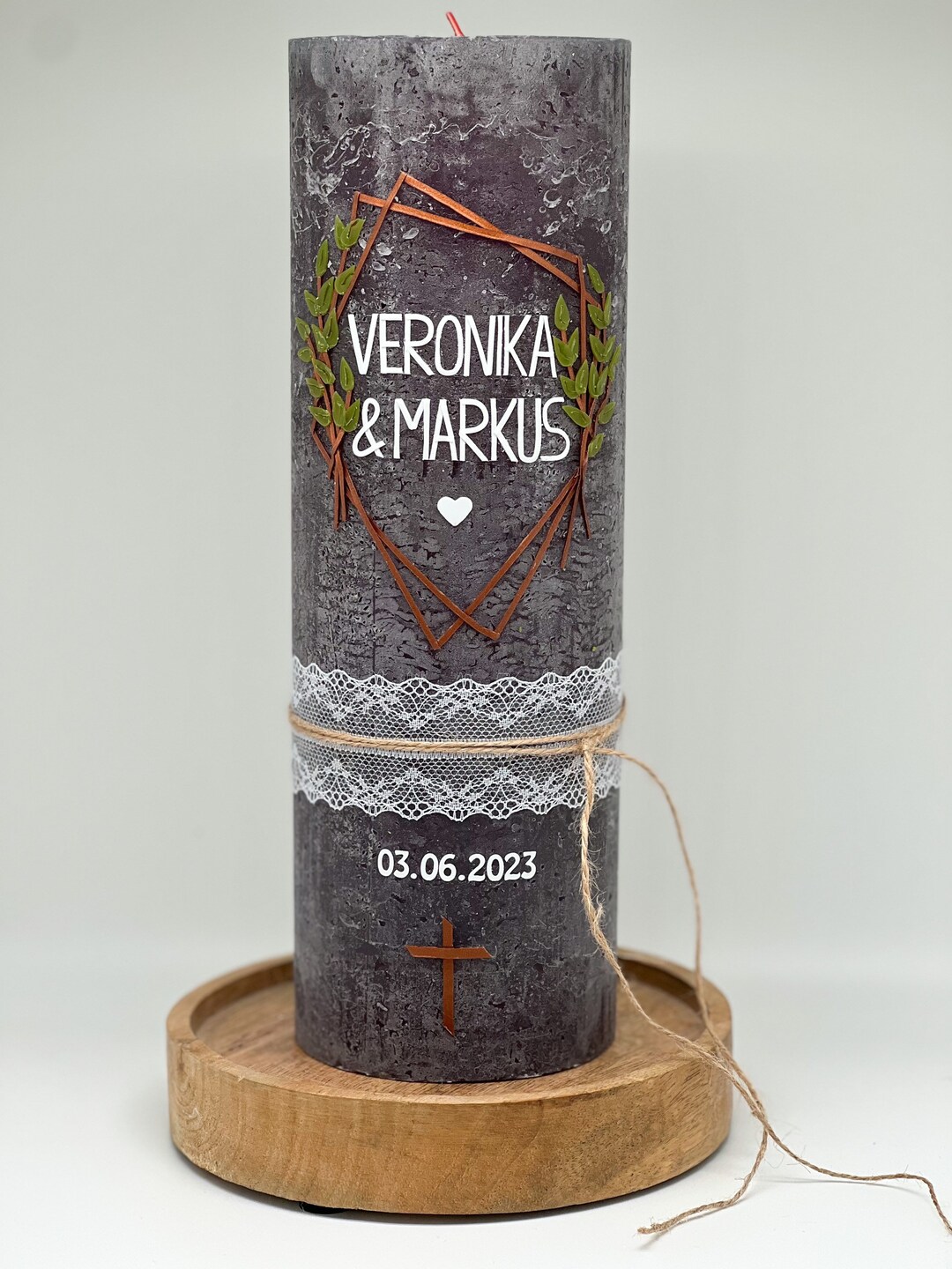 Wedding Candle, Wedding Candle, Vintage Boho Gray, Tea Light Insert ...