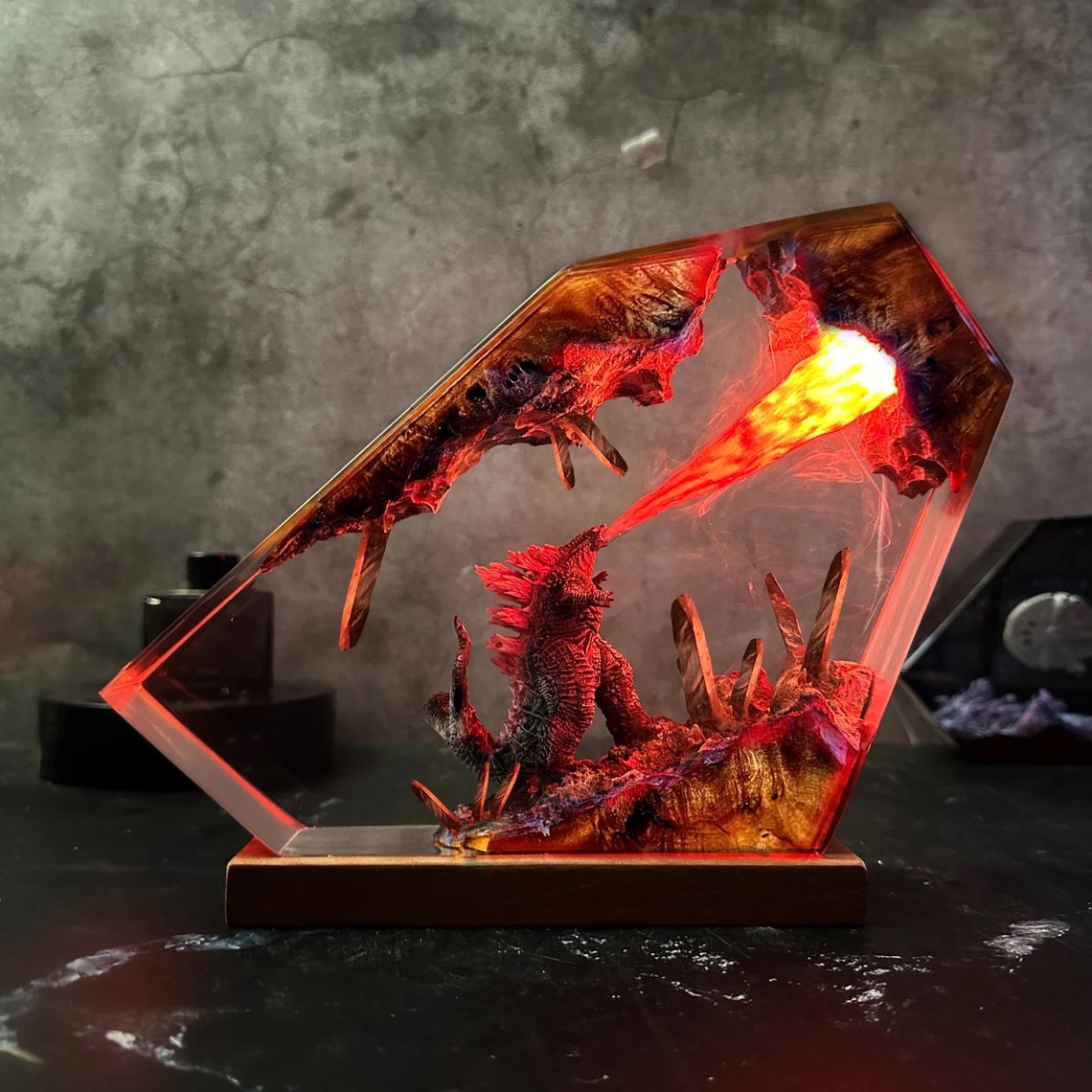 G.ODZ.ILLA Monster Night Light Atomic Breath Resin Lamp God.zilla ...