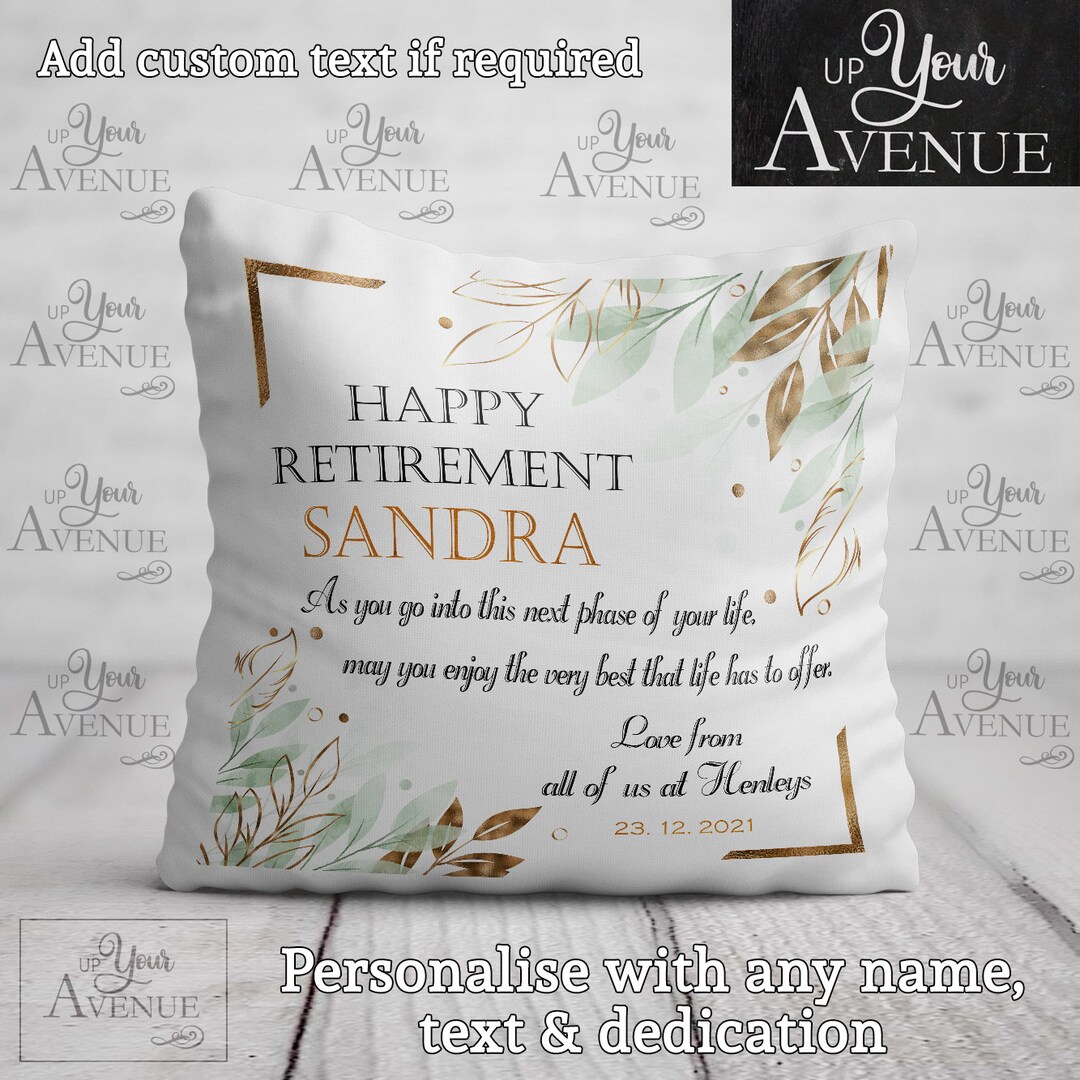RETIREMENT GIFT HER Retirement Cushion Colleague Coworker Personalised ...