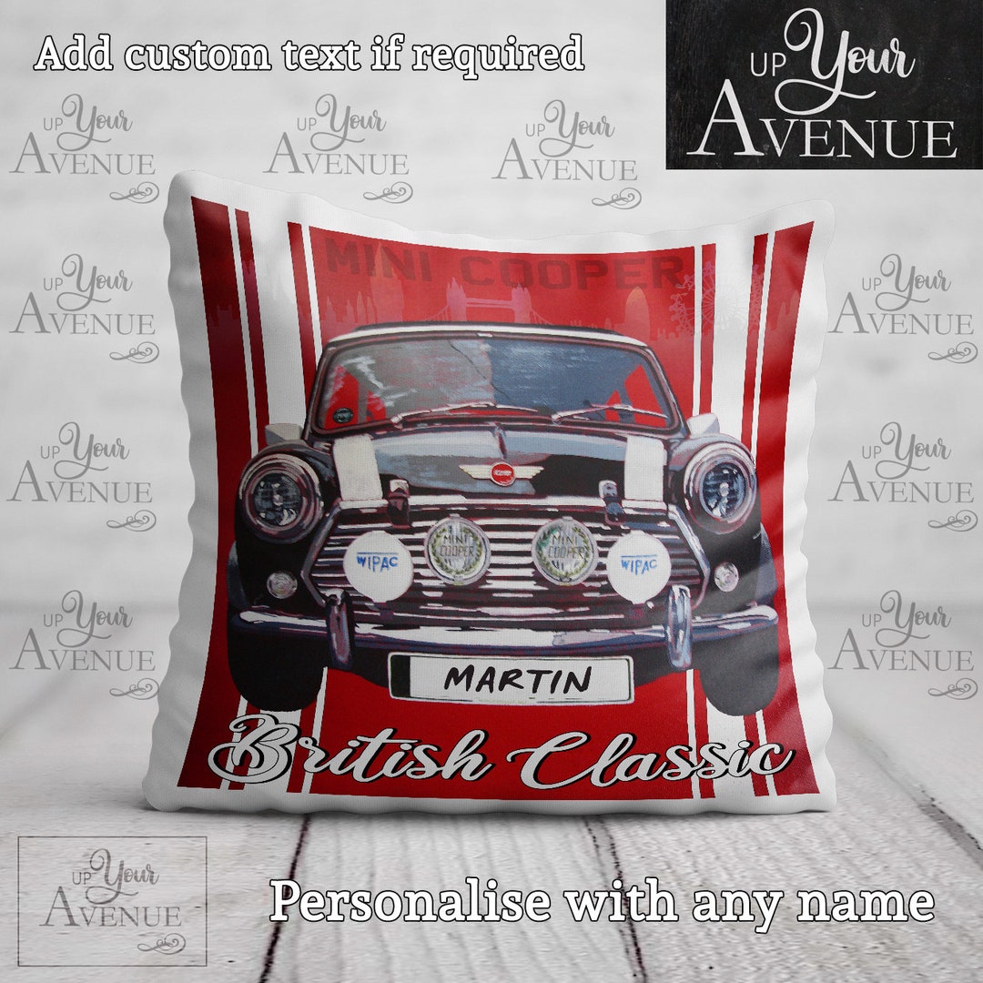 CLASSIC MINI CUSHION Retro Christmas Gift Men Mini Cooper Decor Friend ...