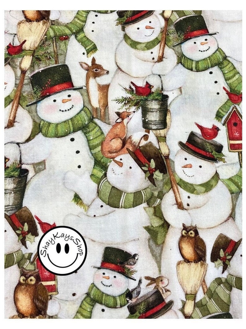 Christmas Holiday Packed Snowman, 100% Cotton Quilt Fabric by the Yard ...
