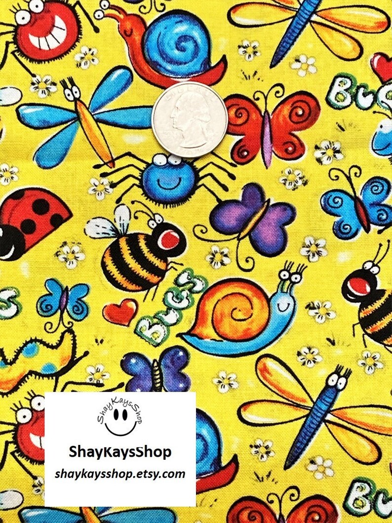 Novelty Bug Insect Fabric Brother Sister Design Studio Bee | Etsy