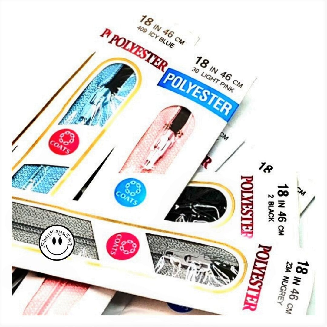 18 Inch Regular Pull Zipper, Coats & Clark All Purpose Nylon Coil ...