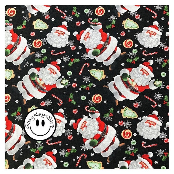 Black Santa Fabric - Etsy