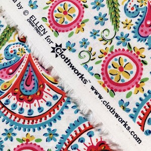 Bright Floral Fabric, Tuli Stylized Floral Multi Color Clothworks by ...