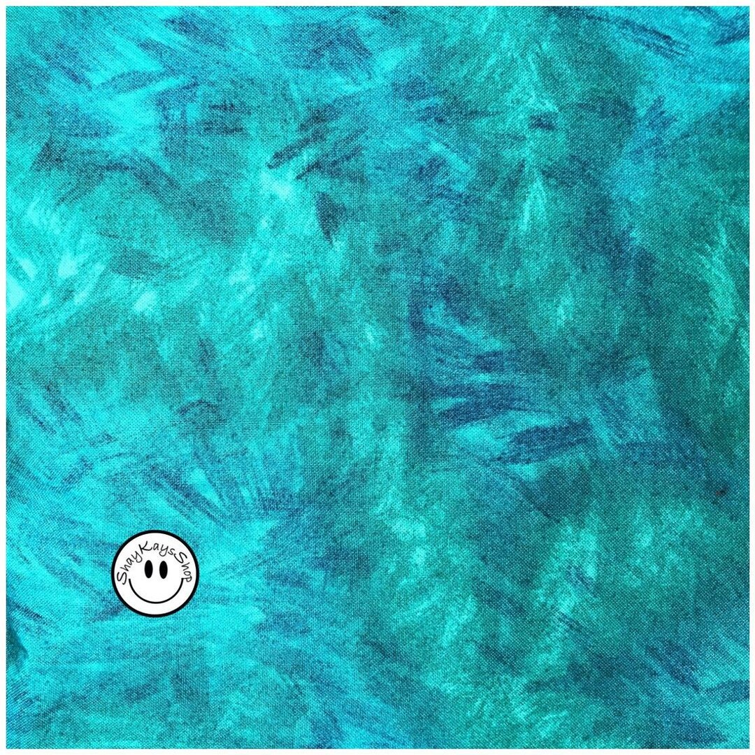 Precut 1/2 Half Yard Turquoise Teal Northcott Earth Series I Fabric, Tie Dye Watercolor Marbled ...