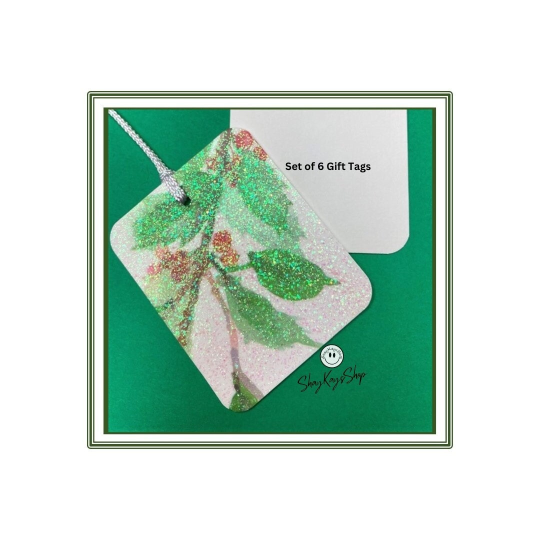 Set of 6 Christmas Gift Tags, Holiday Present Xmas Gift Tags, Light ...