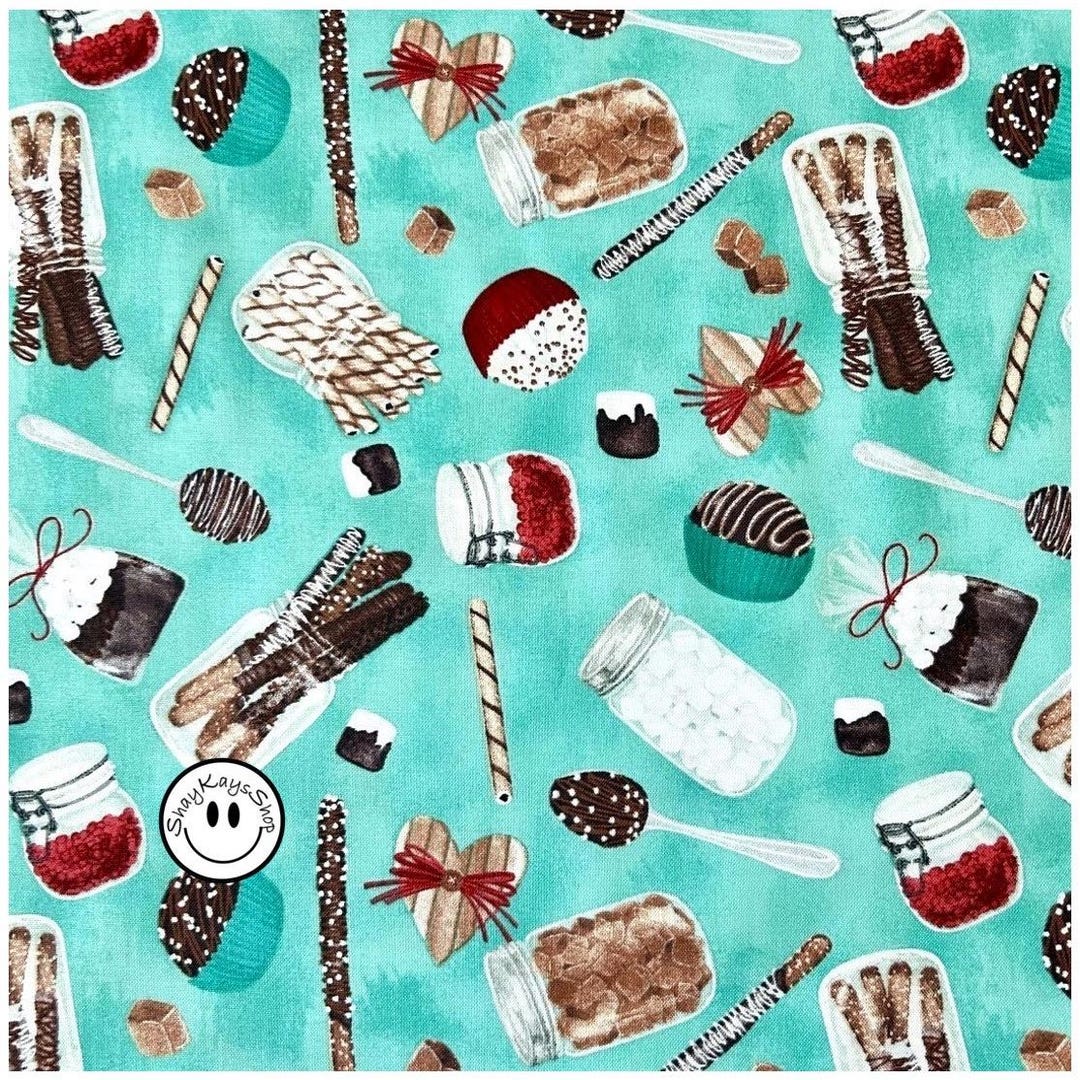 Teal Christmas Hot Chocolate Cocoa Tossed Wilmington Prints Cocoa Sweet ...