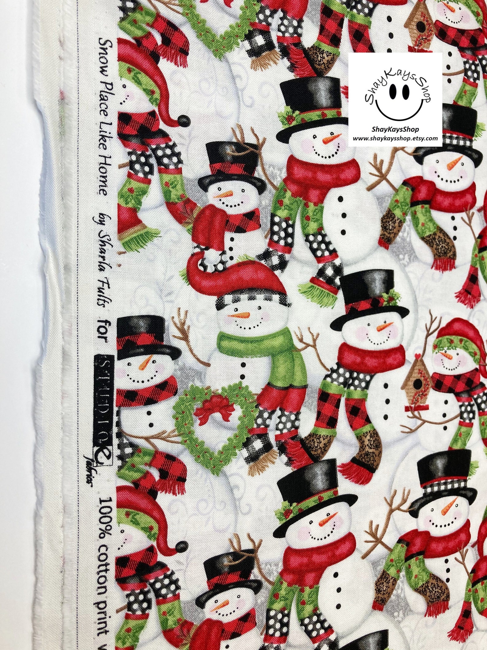 Christmas Holiday Fabric Snow Place Like Home Multi Snowmen - Etsy