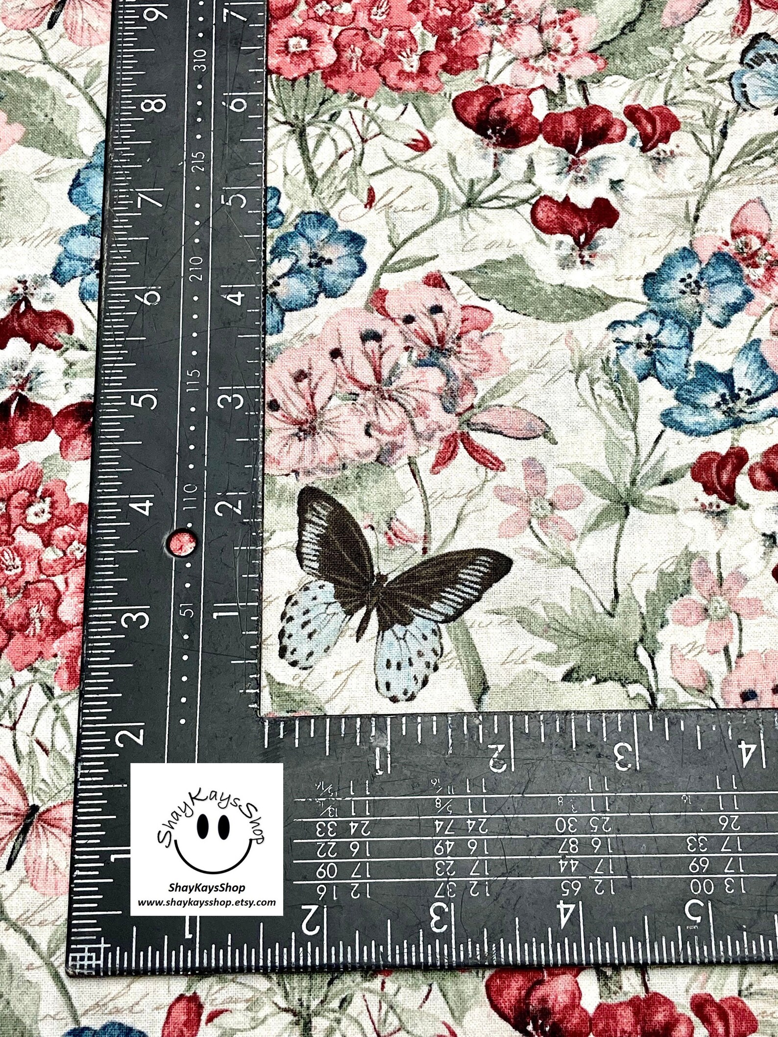 Butterfly Floral Flower Fabric Susan Winget Botanical Buzz - Etsy
