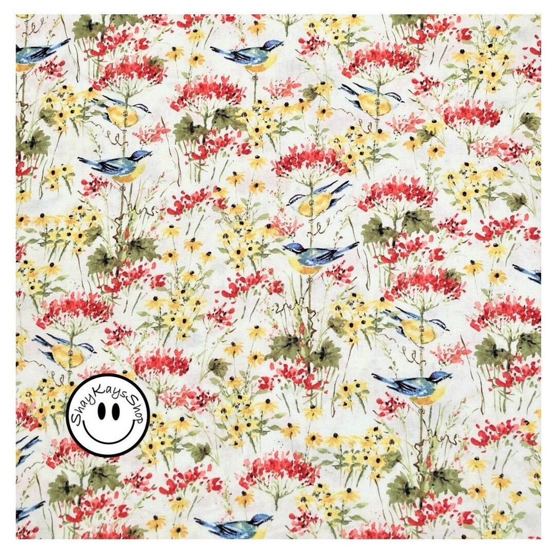Floral Wildflowers Fabric, Wilmington Prints Meadow Bloom Collection ...