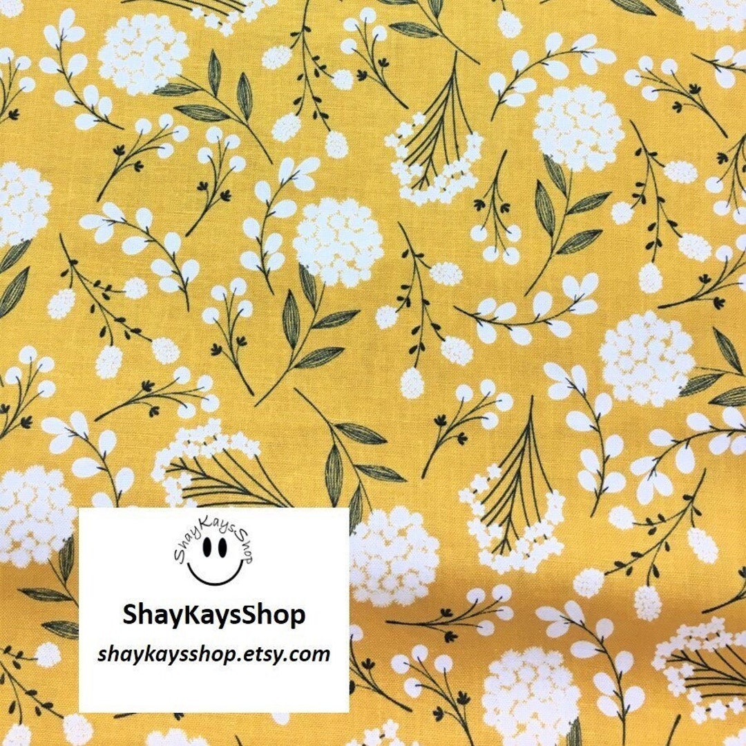 Precut 1/2 Half Yard Floral Fabric Mustard Yellow Gold Fabric - Etsy