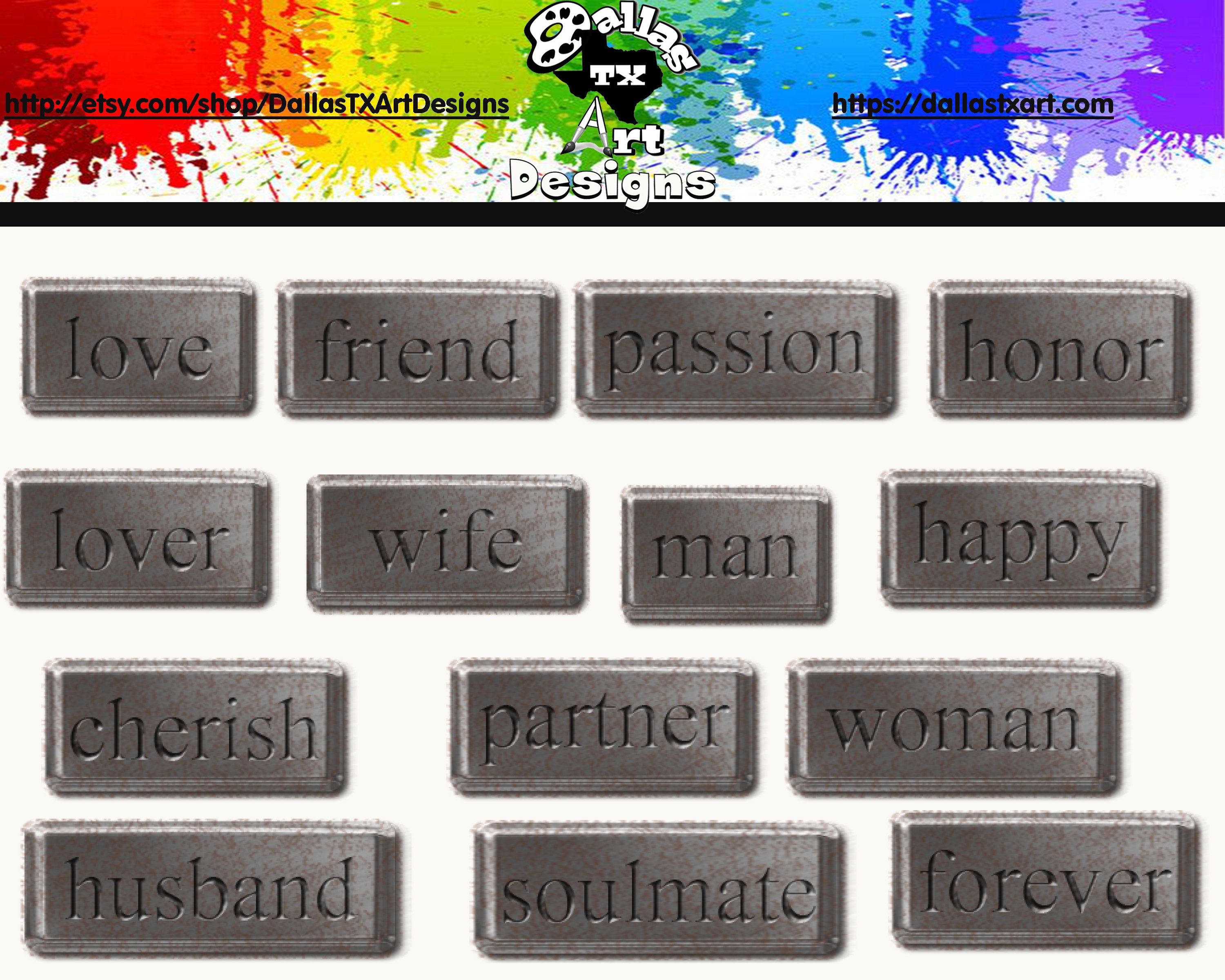 Stone Word Digital Clip Art Collage Sheet - Etsy