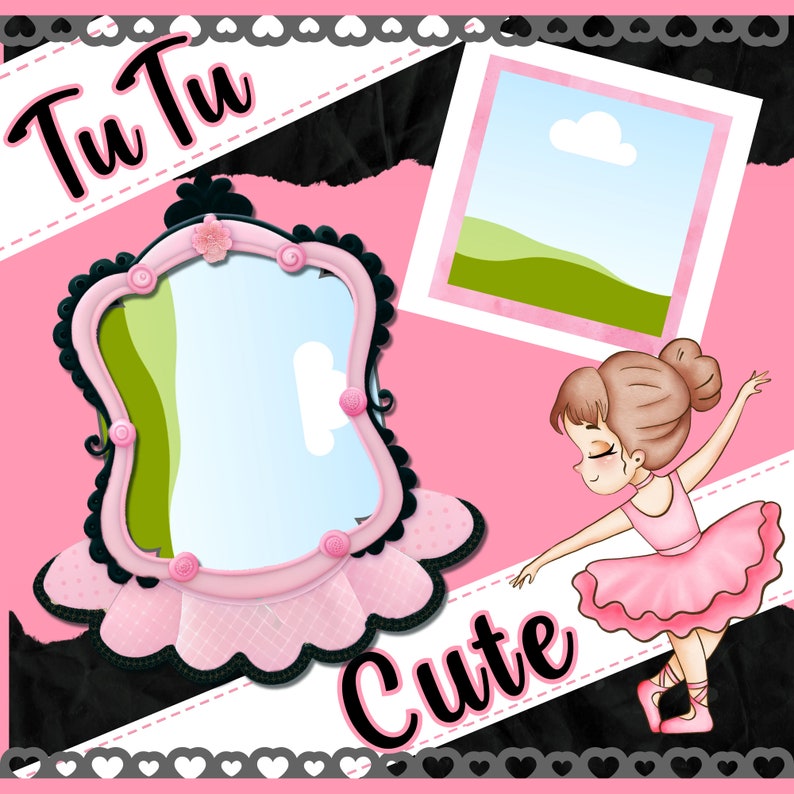 Ballerina Scrapbook Pages: Pink & Black 12x12 Template (digital ...