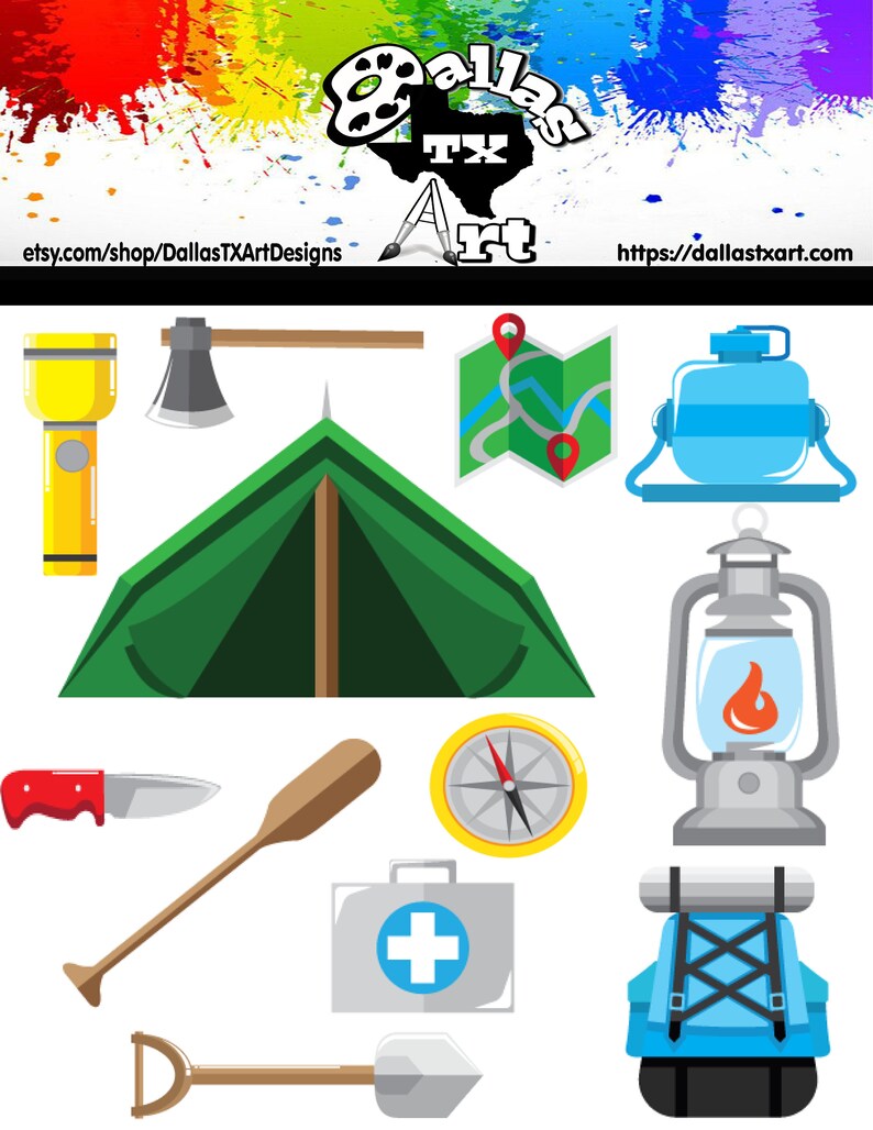 Camping Digital Scrapbook Clipart Collage Sheet - Etsy