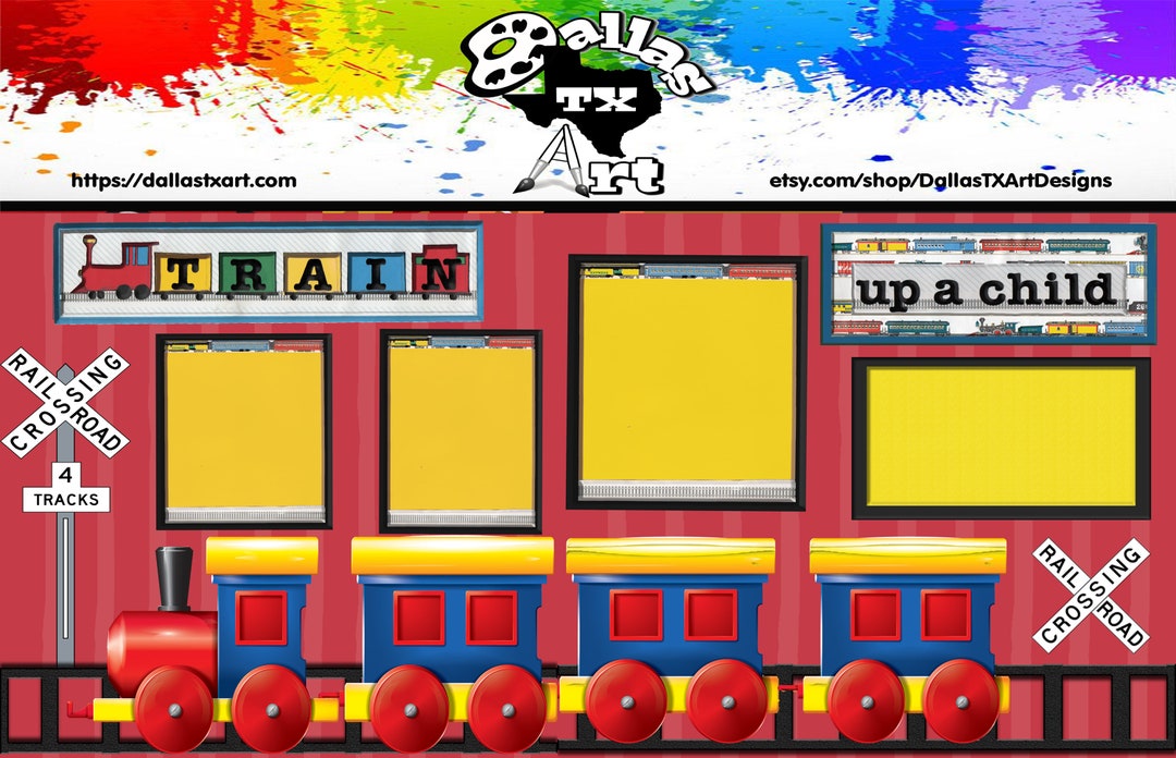 Train Two Page Layout Digital Scrapbook Page Kit Premade Page Templates ...