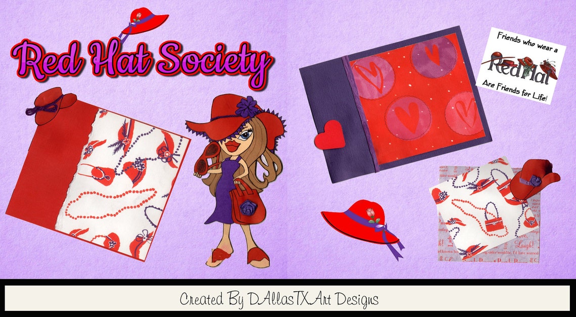 Red Hat Society Digital Scrapbook Kit - Etsy