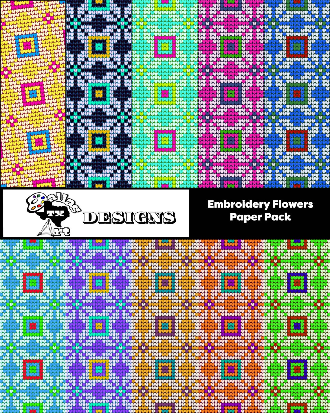 Embroidery Digital Scrapbook Paper Pack 12 X 12 - Etsy