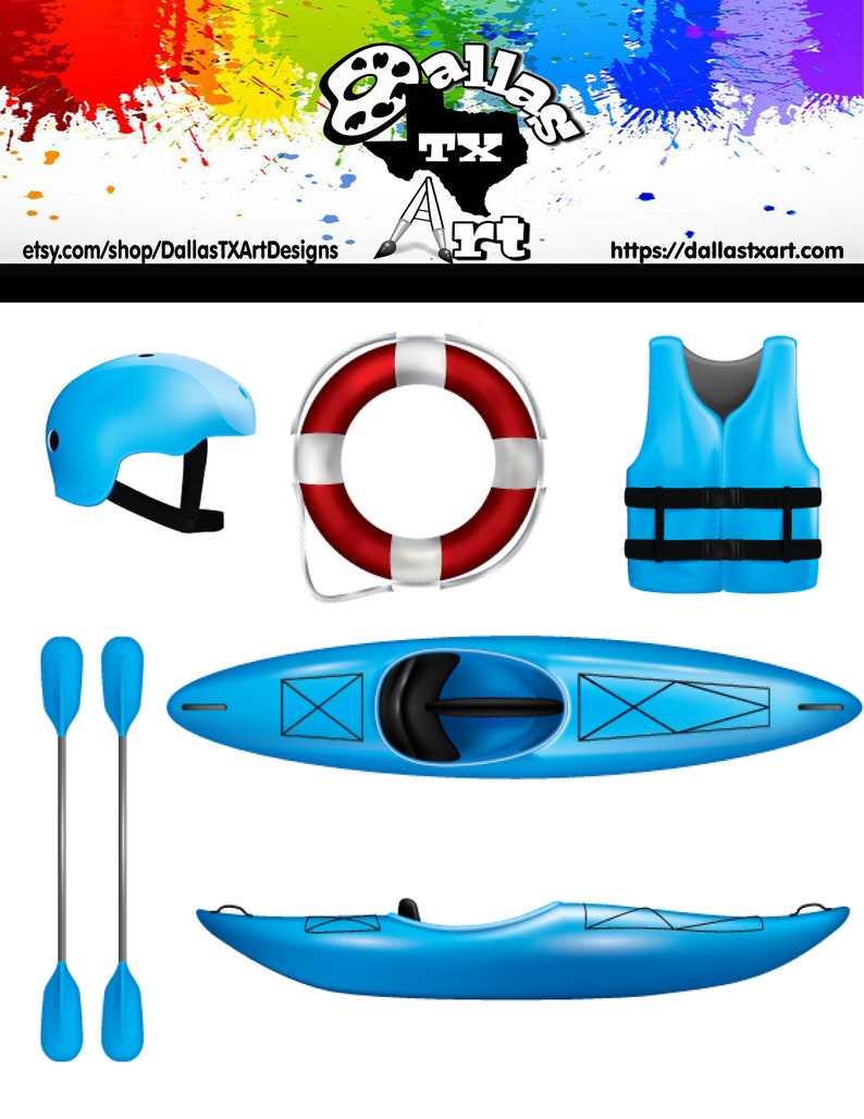 Kayaking Printable Stickers and Scrapbook Embellishments / Digital Clip ...