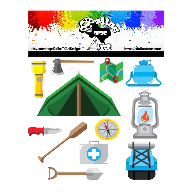 Camping Digital Scrapbook Clipart Collage Sheet - Etsy