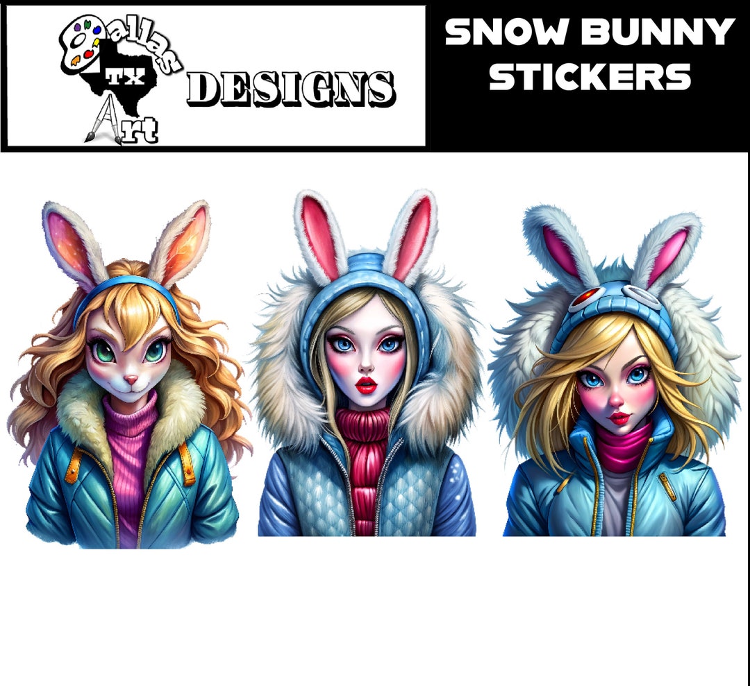 Snow Bunny Stickers: Winter Girl Clip Art (digital Download) - Etsy