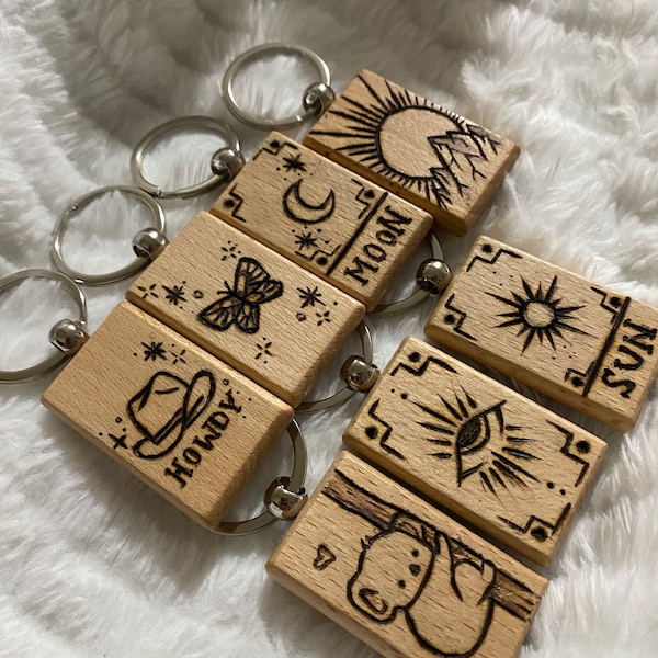 Wood Burned Keychain - Etsy