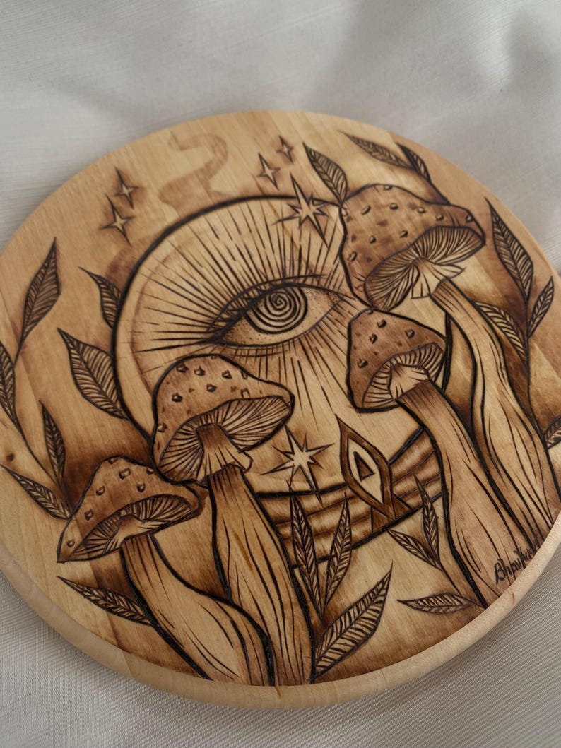 Psychedelic Crystal Ball Pyrography Piece - Etsy