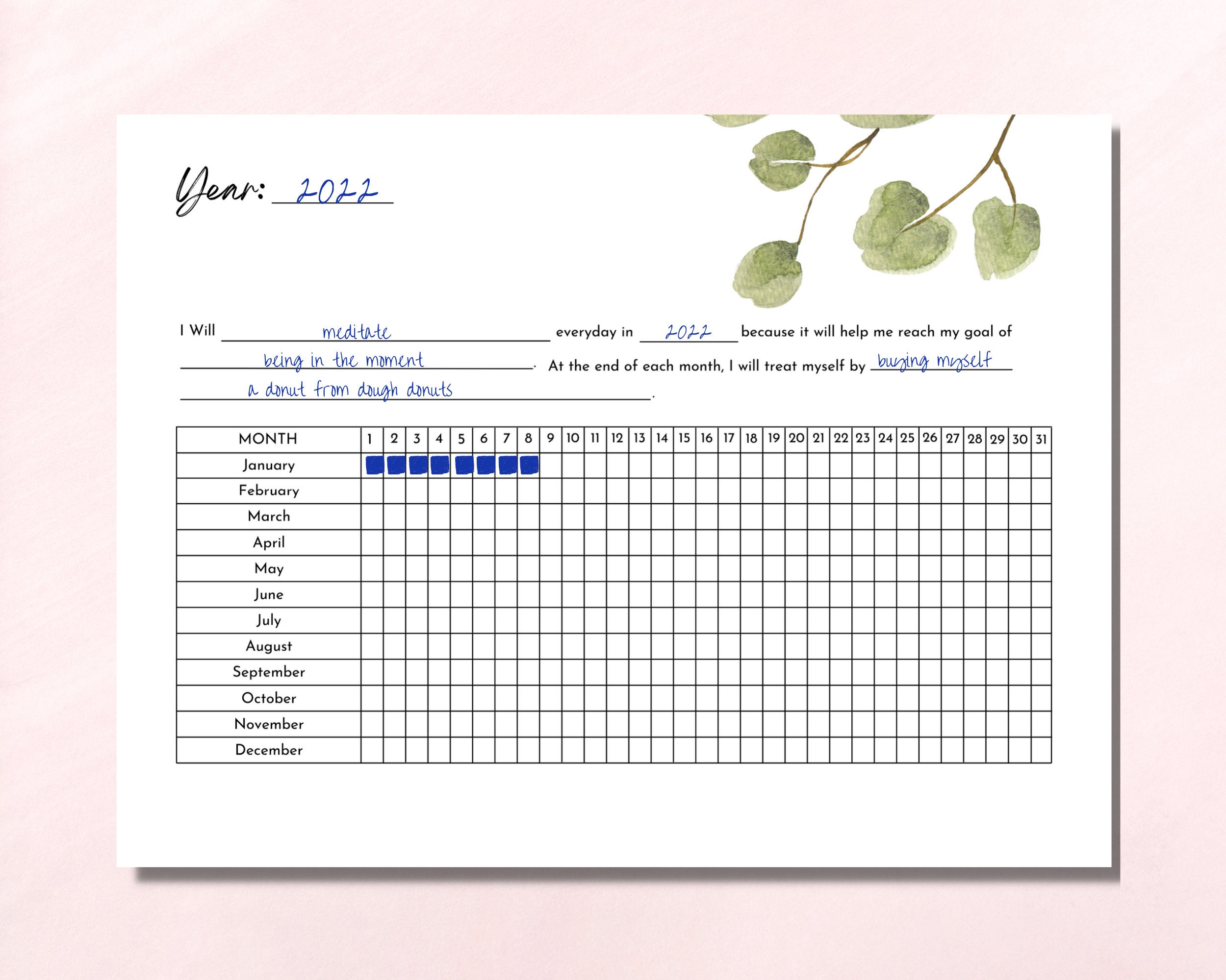 Monthly Habit Tracker Printable Goal Planner PDF - Etsy Canada