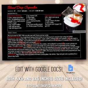 Halloween Recipe Card Template 4x6 and 3x5 Inch Sizes Printable ...