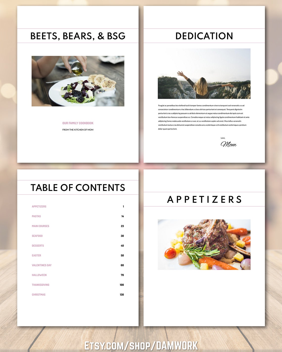 Recipe Book Template Cookbook, Minimal Clean White, Editable Recipe ...