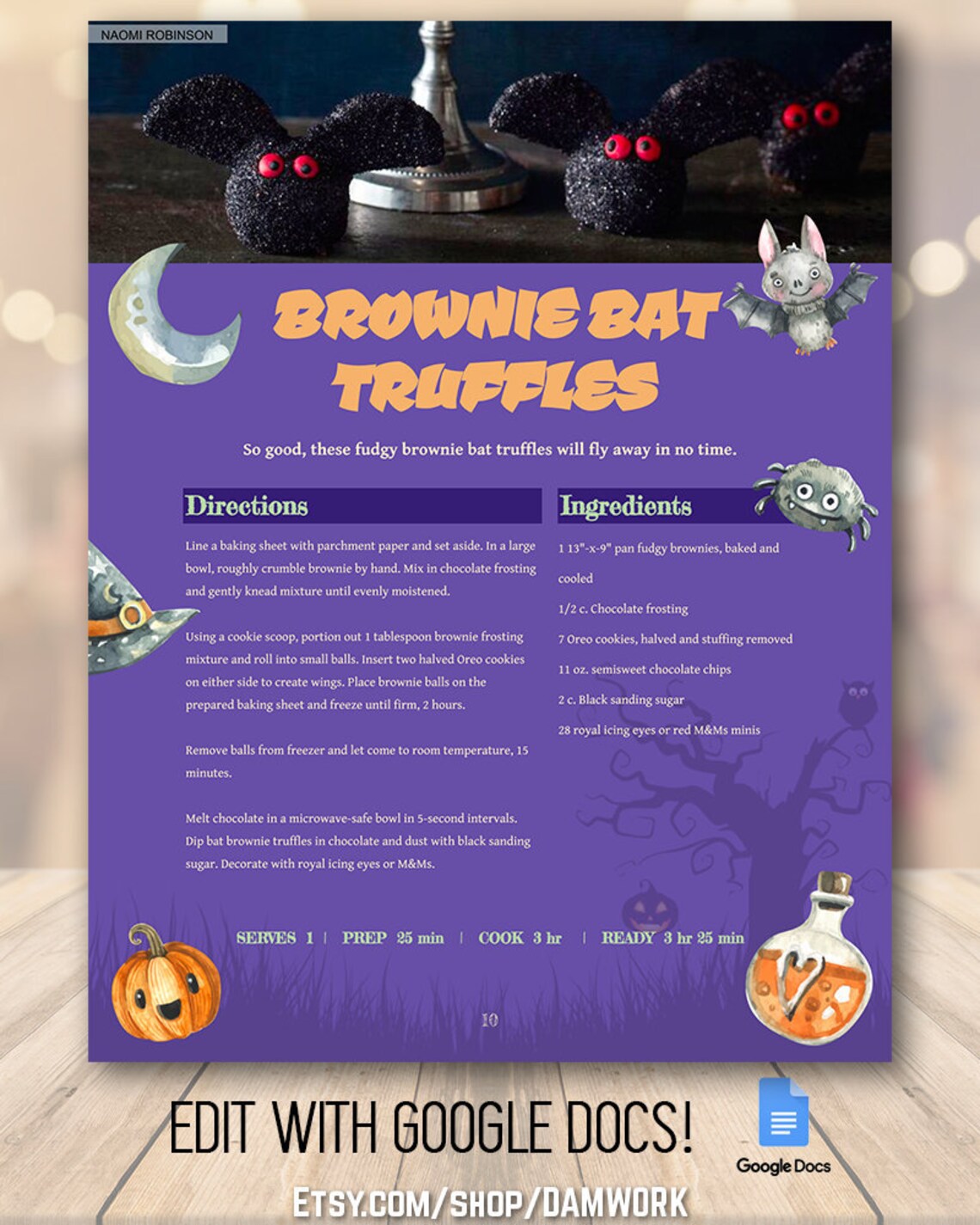 Halloween Fun Theme Recipe Book Template With Divider - Create Editable ...
