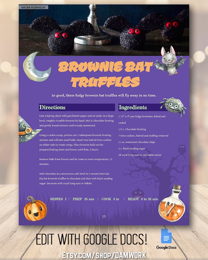 Halloween Fun Theme Recipe Book Template With Divider - Create Editable ...