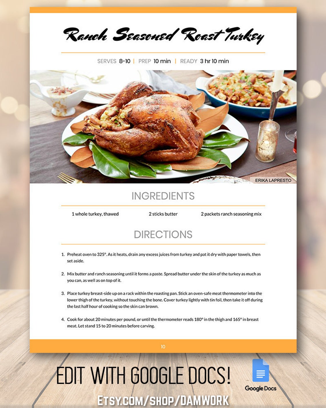 Thanksgiving Holiday Recipe Book Template - Modern Style Family Create ...