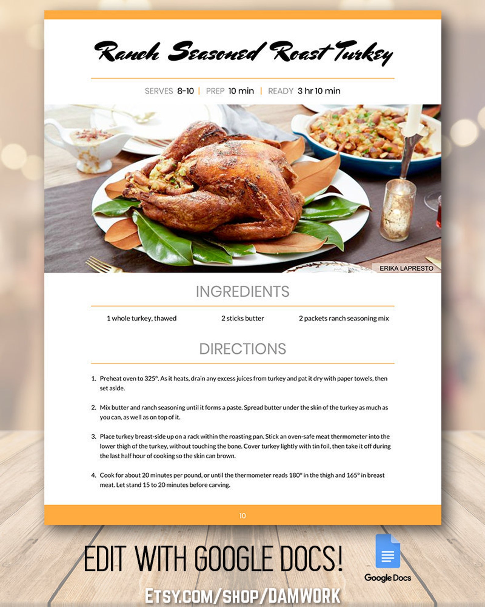 Thanksgiving Holiday Recipe Book Template - Modern Style Family Create ...