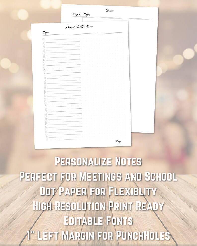 Note Taking Template Dot Paper Meetings School Business Bullet ...