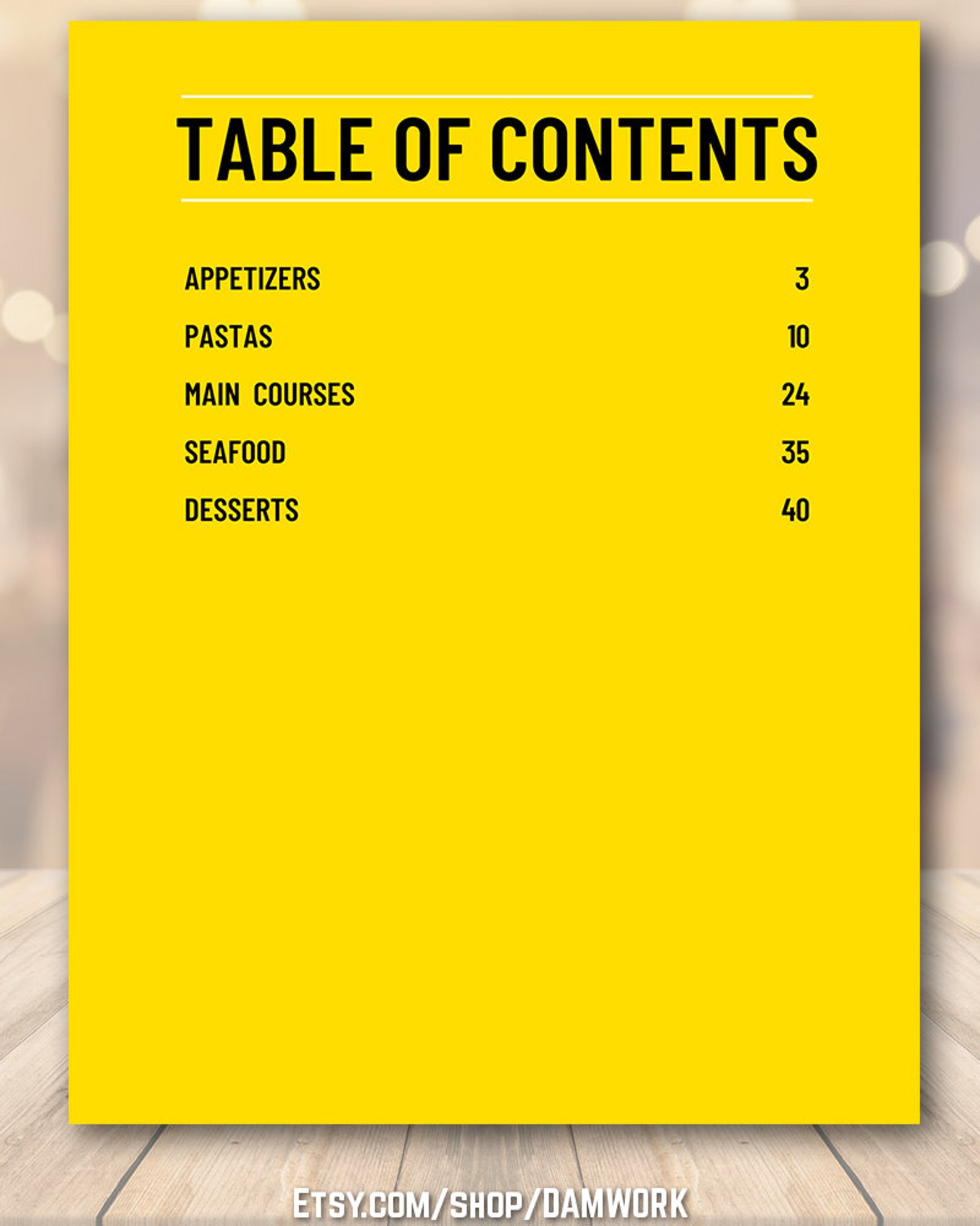 Recipe Book Template Bold Yellow, Family Cookbook, Editable Recipe ...