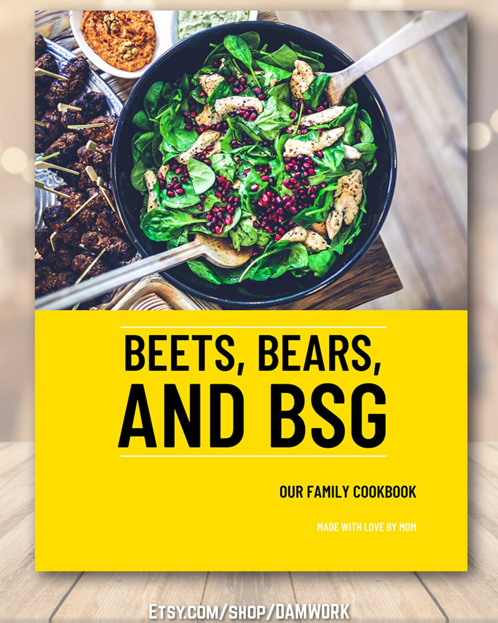 Recipe Book Template Bold Yellow, Family Cookbook, Editable Recipe ...