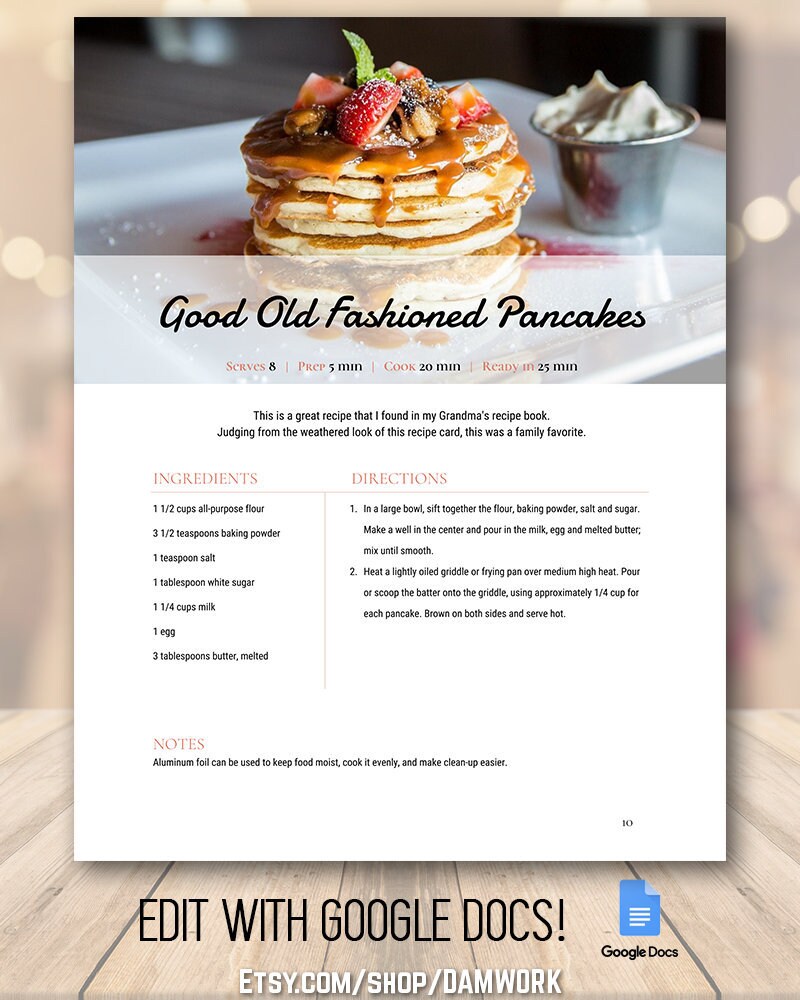 Recipe Book Template Frost Family Cookbook Editable Recipe Etsy