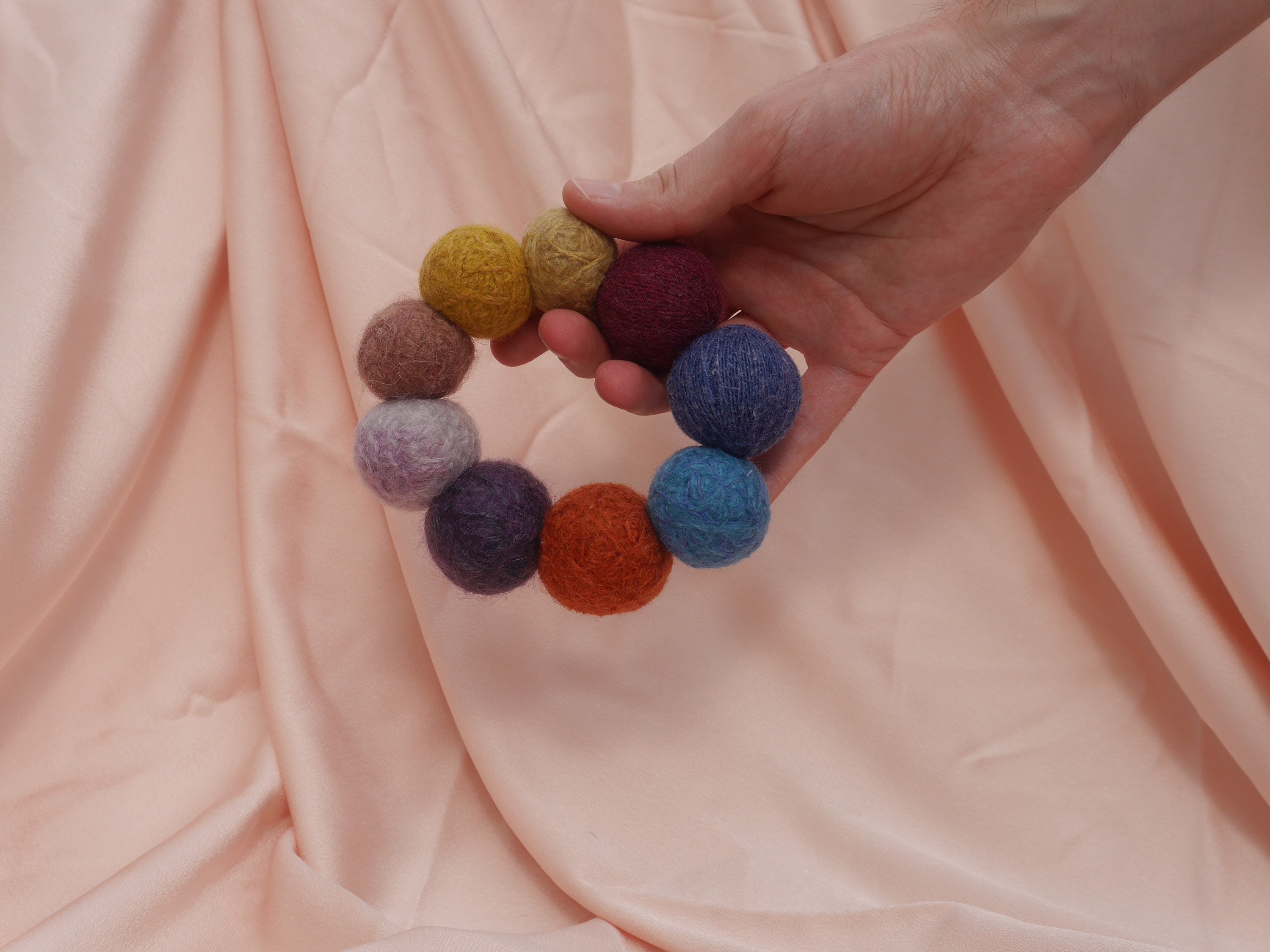 Upcycled Statement Wool Bead Bracelet, Minimal & Stylish, Space themed ...