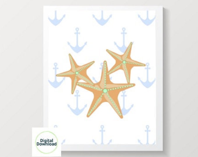 Star Fish Print, Sea Star, Sea Creatures, Nautical Nursery Art, Sea ...