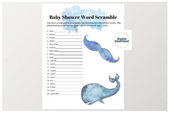 Easy Baby Shower Word Scramble
