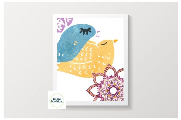 Watercolor Birds, Boho Nursery Art, Boho Chic Nursery, Bohemian Prints ...