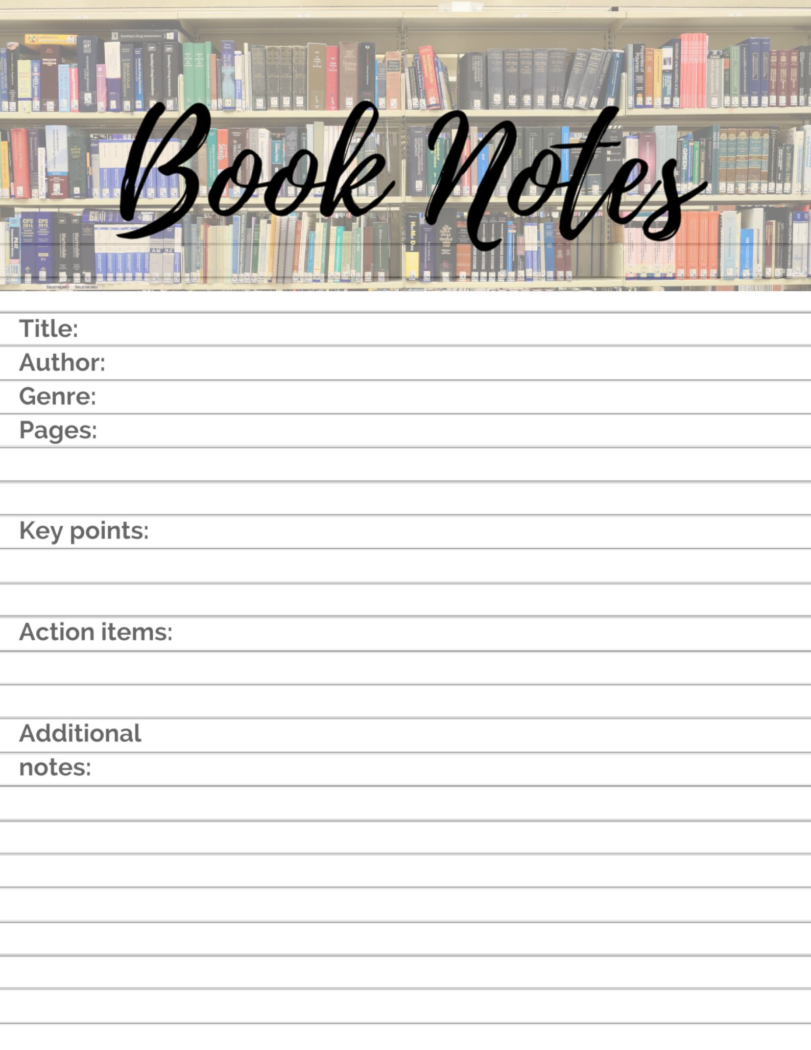 Printable book notes tracker journal list bujo journal bullet | Etsy