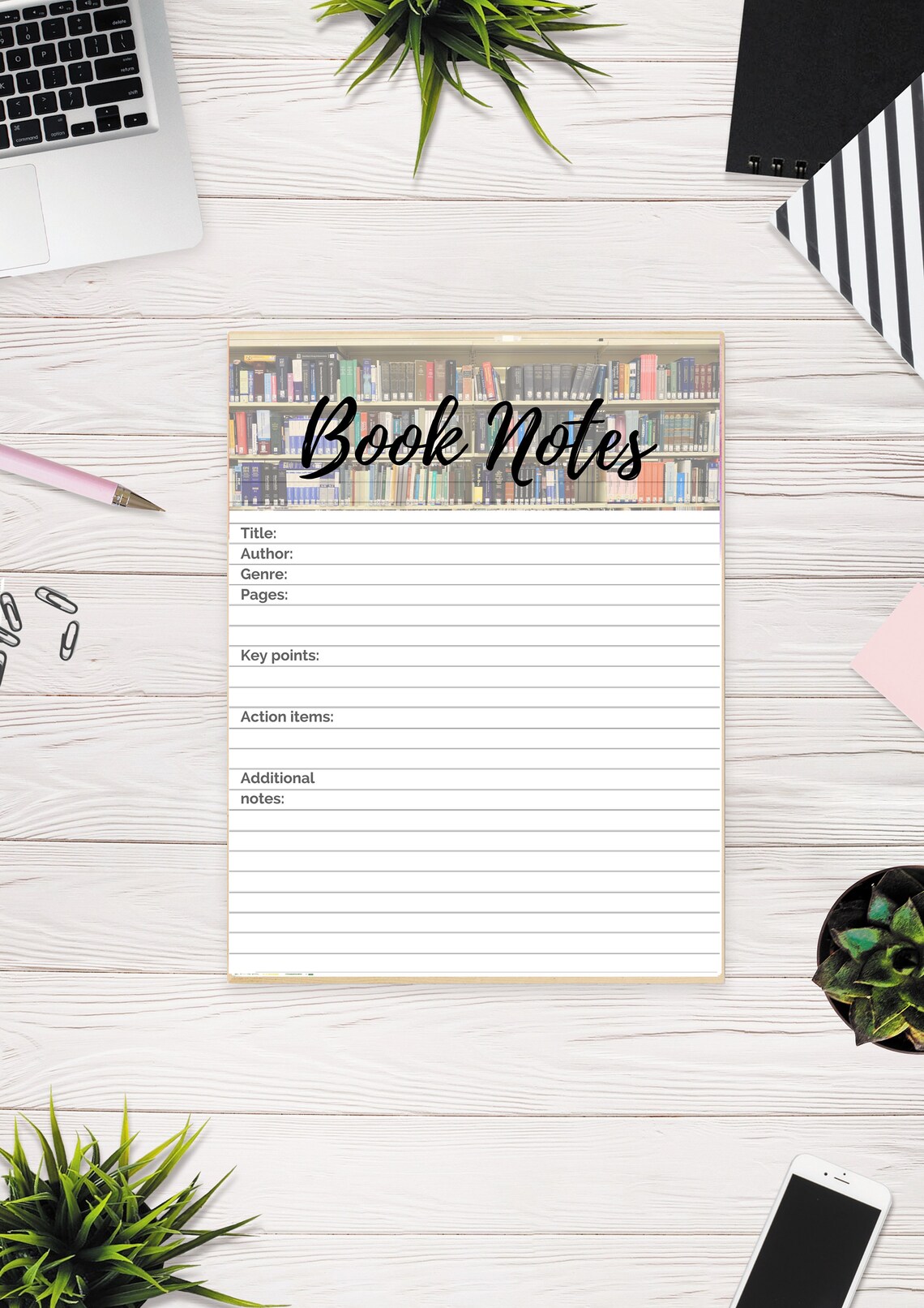 Printable book notes tracker journal list bujo journal bullet | Etsy