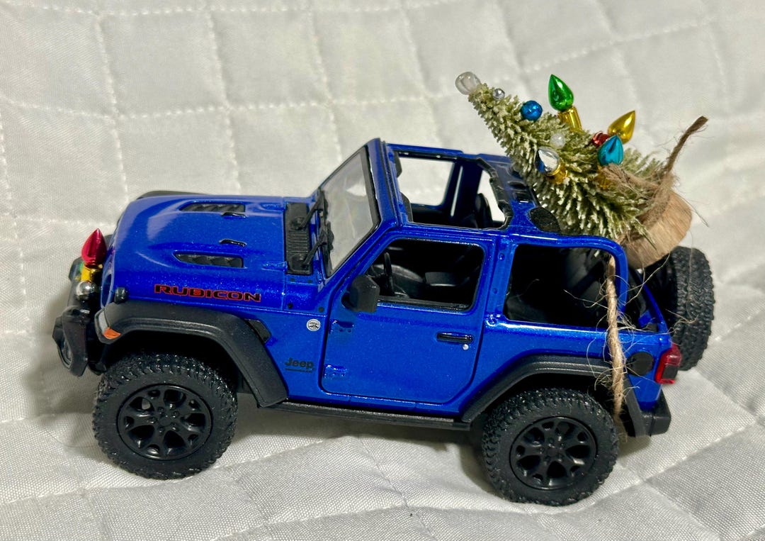 Blue Jeep Wrangler Decorated for Christmas! Can Be an Ornament or Just ...